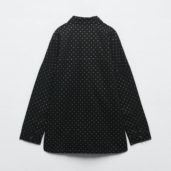 Zara | Jackets & Coats | Zara Rhinestone Black Jean Jeweled Denim ...